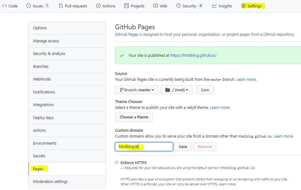Как подключить на GitHub бесплатный домен Freenom